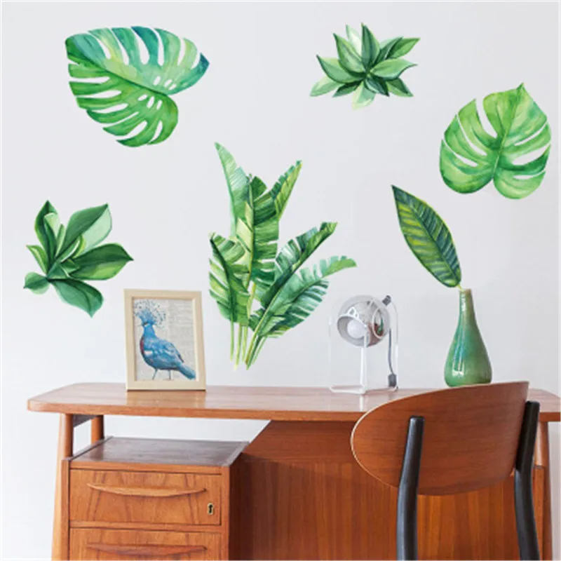 Nordic Style Green Plants Palm Wall Stickers Home Decor Living Room ...