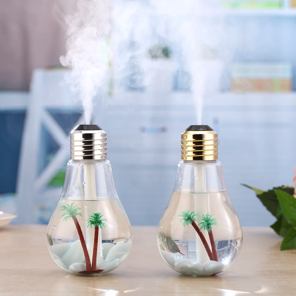 400ml Bulb Lamp Air Ultrasonic Humidifier 7 Colors Changes Night Light ...