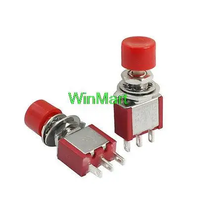 AC 250V 2A 3 Pole SPDT 1NO 1NC Momentary Red Round Push Button Switch ...
