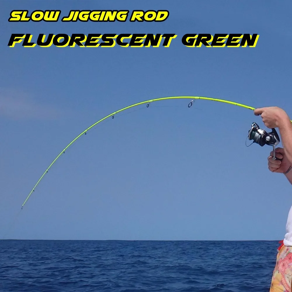 Fluorescent yellow green 1 Section Slow Jigging Rod 99% Carbon Fishing ...