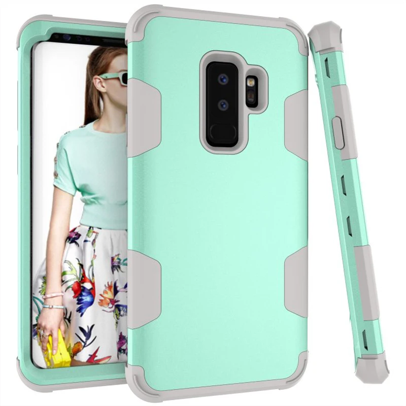 3 in 1 Dual Layer PC+Silicon Shock Resistant Phone Case for Samsung ...