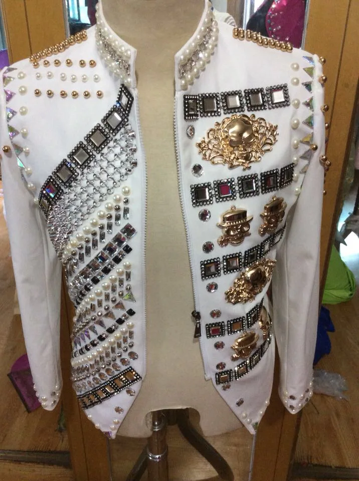 Customized Handmade Male Fashion Rhinestone Beading Slim Jacket ...