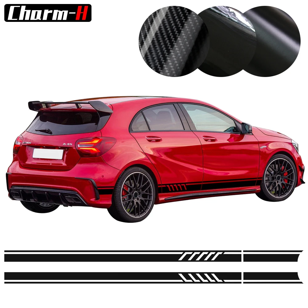 Matte Black- Edition 1 Style Side Racing A45 Amg Stripes Top Hood ...
