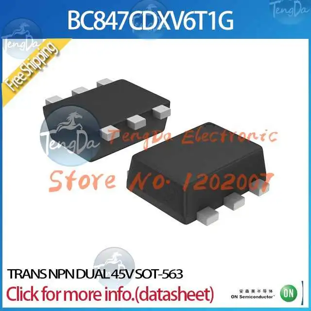 Free Shipping 20PCS/lot BC847CDXV6T1G TRANS NPN DUAL 45V SOT 563 847 ...
