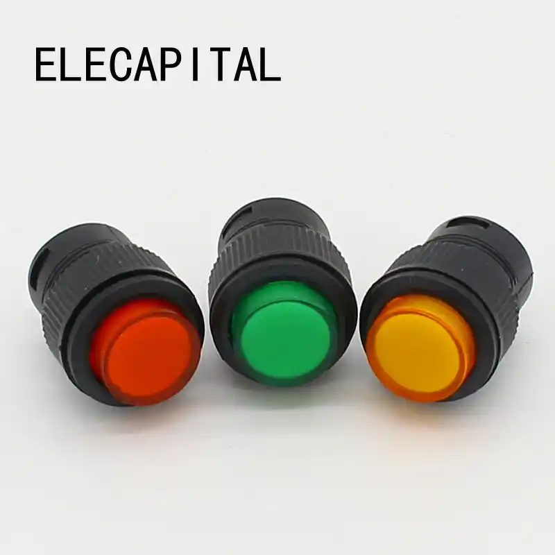 R16 503 16mm 4 pins plastic Momentary Latching 3.3VDC LED push button ...
