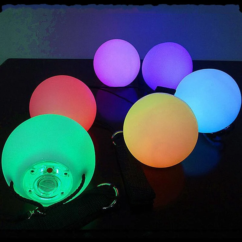 Pro Flashing LED Multi Coloured Glow POI Thrown Balls Light up For ...