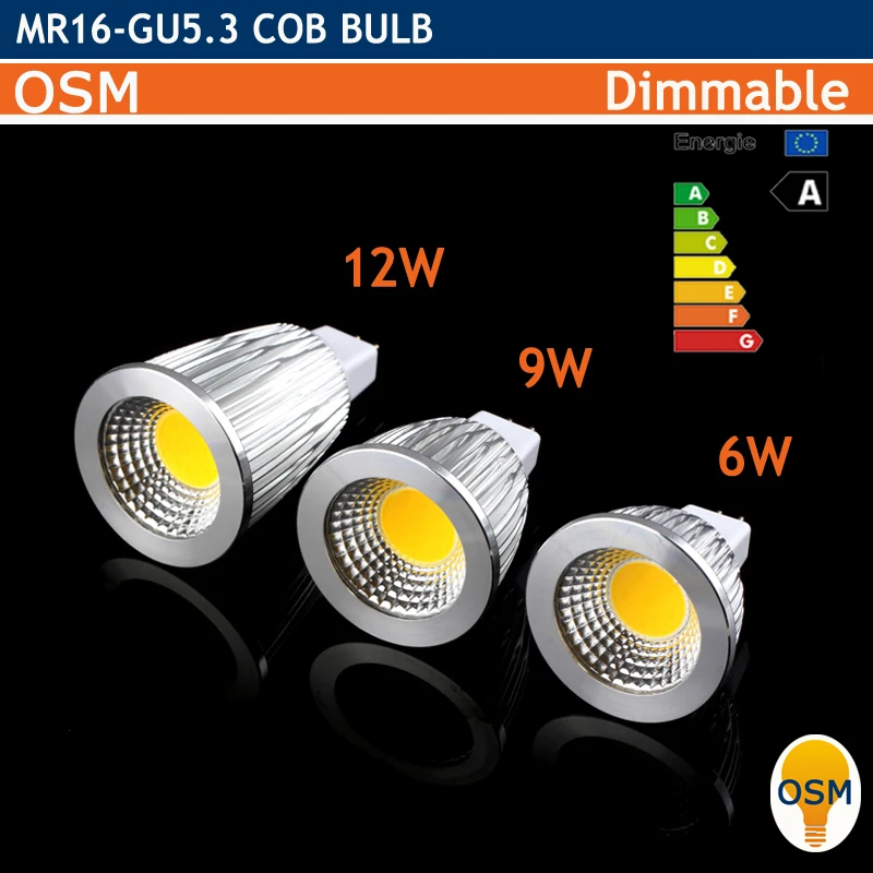 Led MR16 GU5.3 220V 12V 3W 6w 9w 12w Dimmable Led Cob Spotlight Warm ...