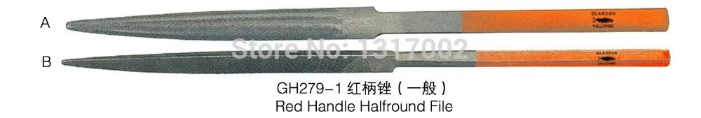 Free Shipping 2pcs/lot GH279 1 A Type Red handle halfround files ...