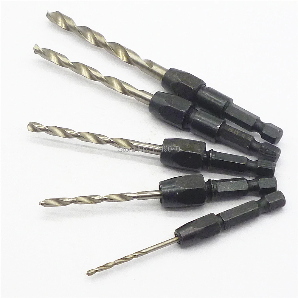 5pc Quick Change HSS6542 Countersink Drill Bit Set 1/4" Hex Shank Power ...