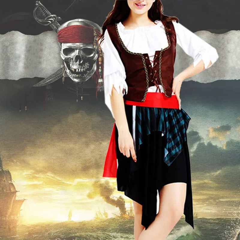 Sexy Women Pirate Costume Woman Plus Size Female Halloween Fancy Party Dress Carnival Adult
