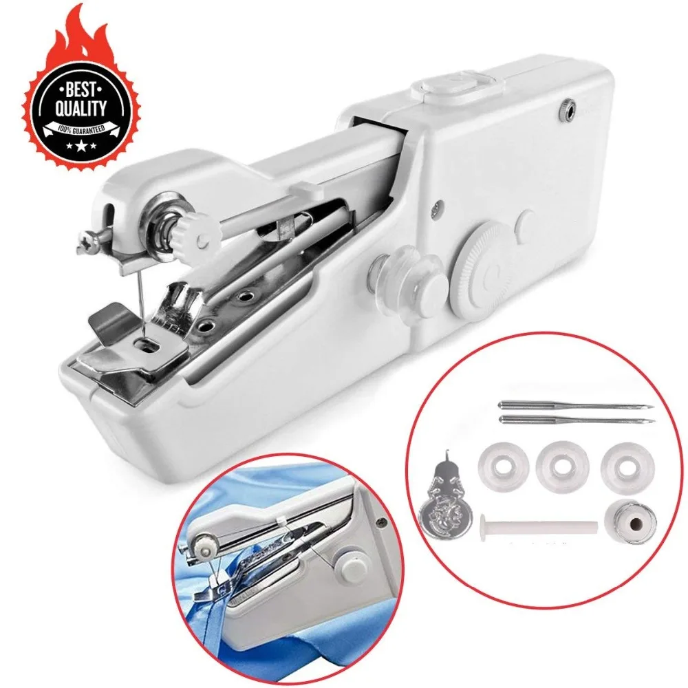 Mini Portable Handheld sewing machines Stitch Sew needlework Cordless ...