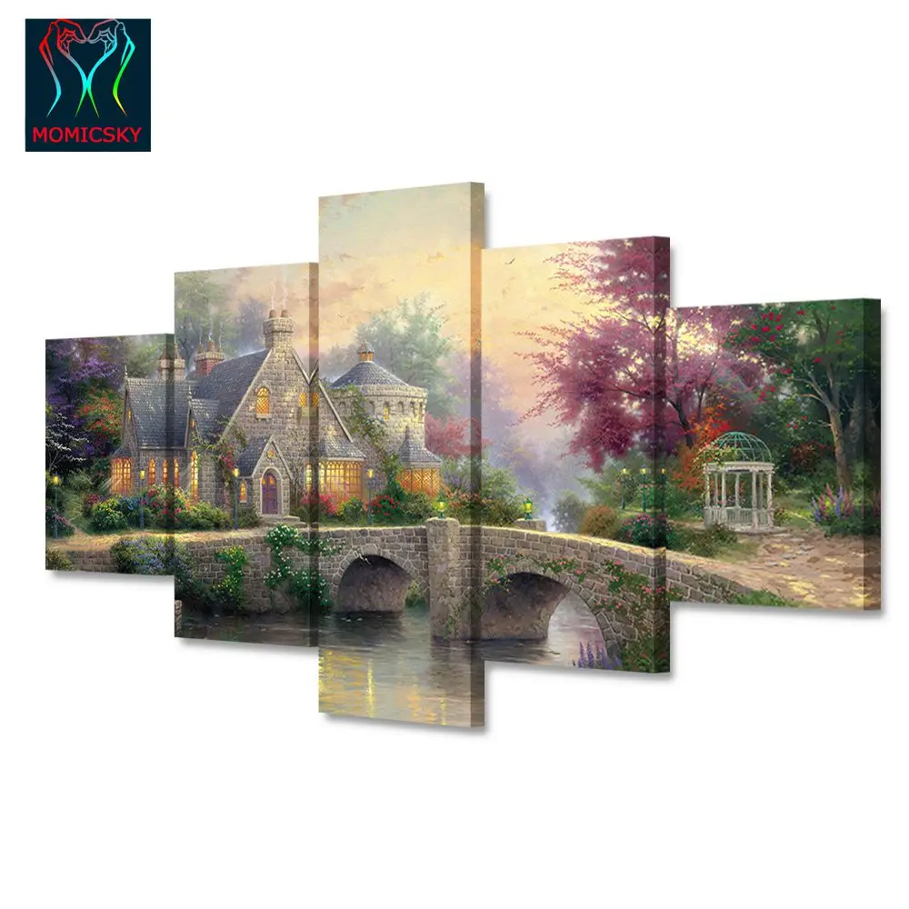 Modular home decor 5 panels painted canvas oil painting art posters HD ...