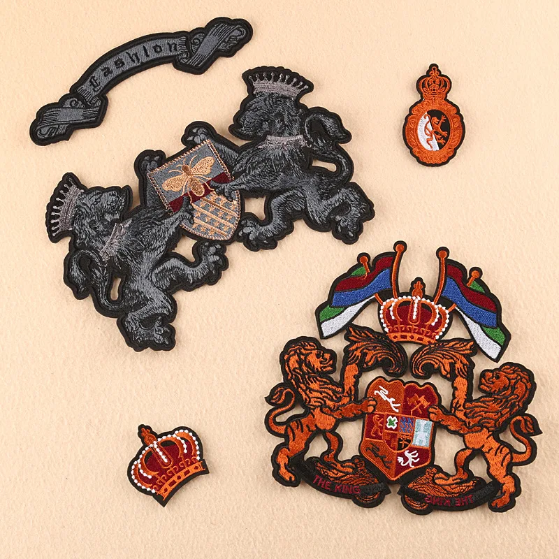 New Embroidered large crown red hand sewing color heart embroidery ...