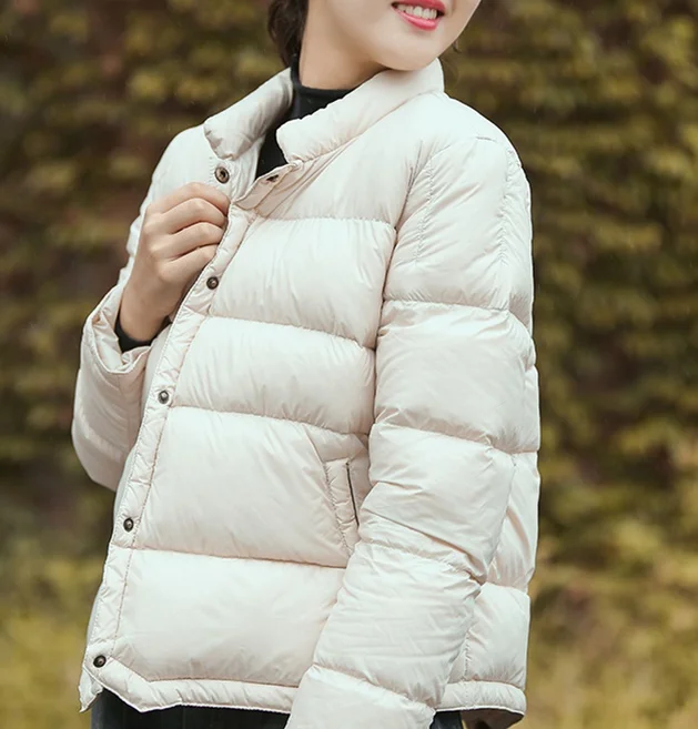 Пальто на утином пуху женский воротник-стойка светло 90% пуховое пальто ...