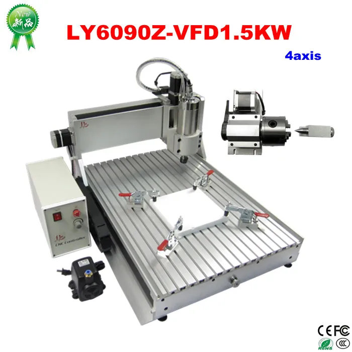 Mach3 Control System 1.5kw 4 Axis 6090 Cnc Router With Rotary For ...