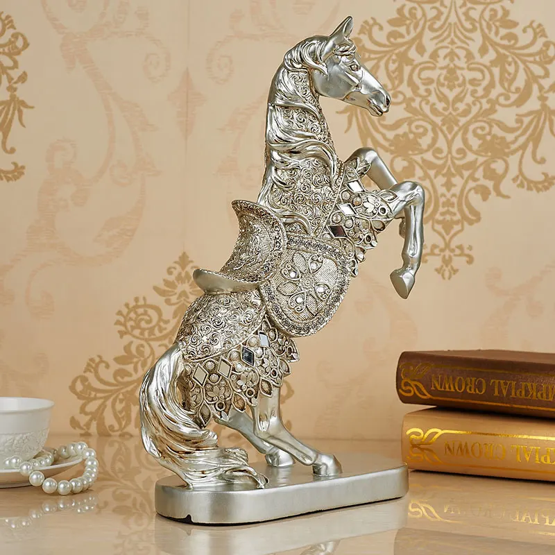 37cm(14.5") Height Silver Standing HorsStatue Sliver Animal Sculpture ...