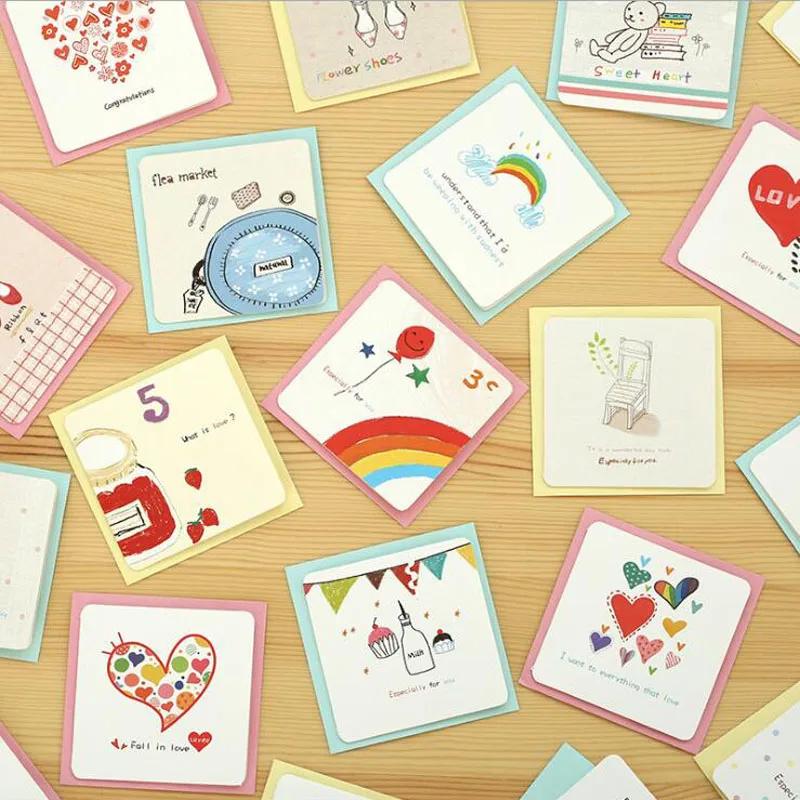 24pcs-lot-Kawaii-mini-Greeting-Cards-Festivals-best-wishes-Cute-gift ...