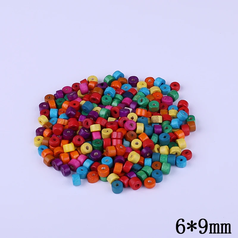 6mm*9mm Multi Color Natural Wooden Wheel Beads 200pcs/Lot Straight Hole ...