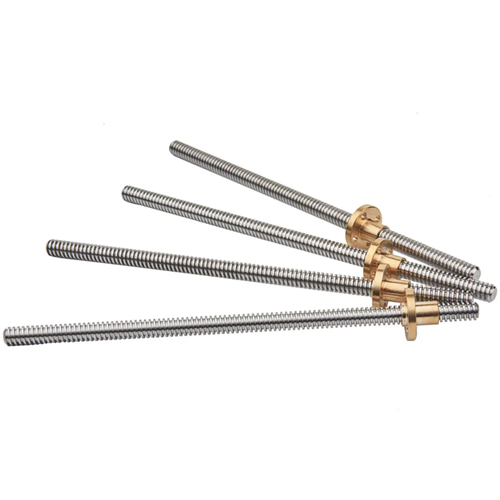 T8 8mm Lead Screw Pitch 2mm Lead 2mm 600 1000 mm with Brass Nut For CNC ...