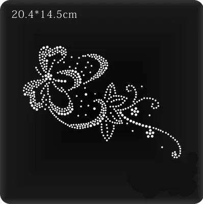 2pcs/lot Flower rhinestones fix iron on crystal transfers design ...