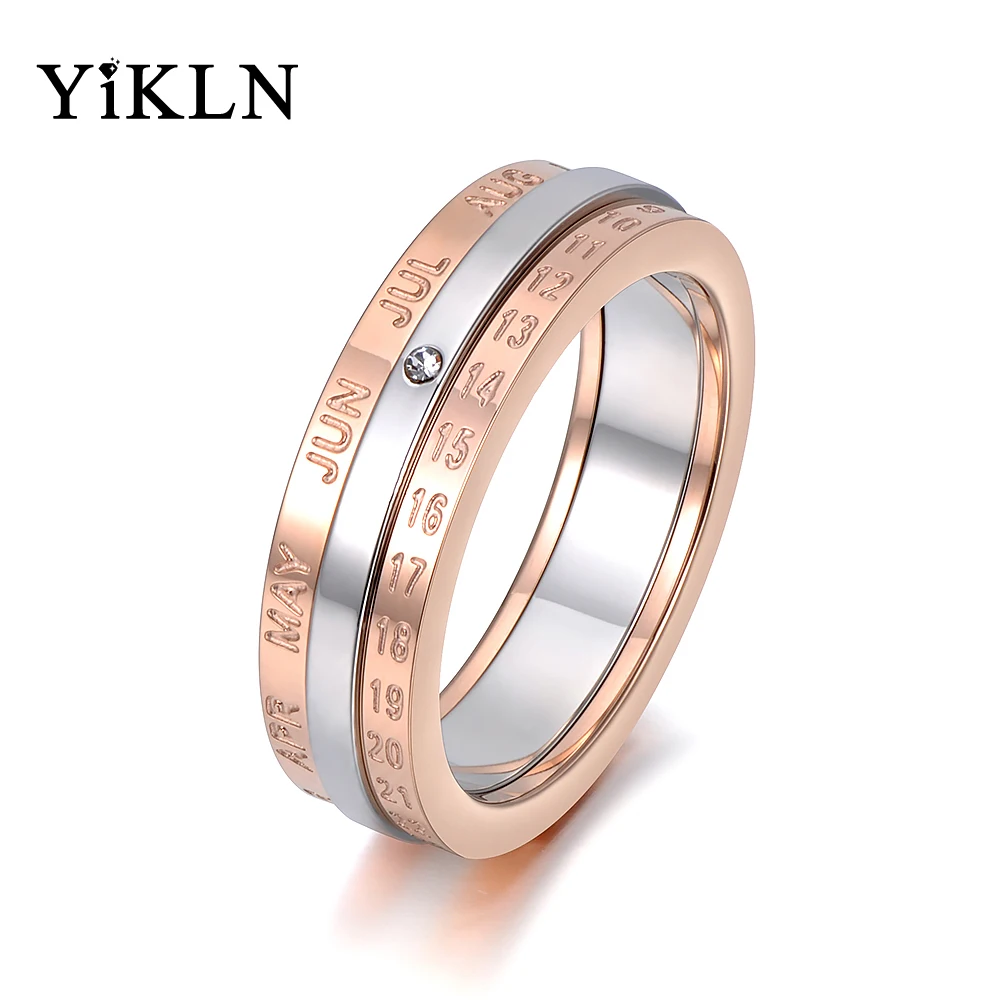 YiKLN Anillo giratorio de acero inoxidable, joyería de calendario ...