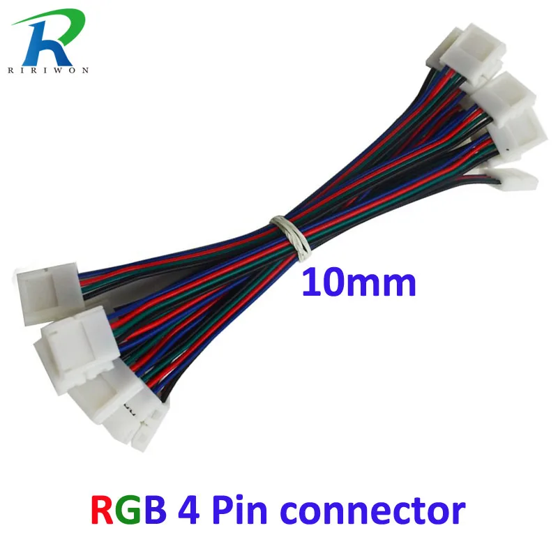 10pcs-4pin-RGB-Led-Strip-No-Soldering-Double-Connector-Clip-Cable-Led ...