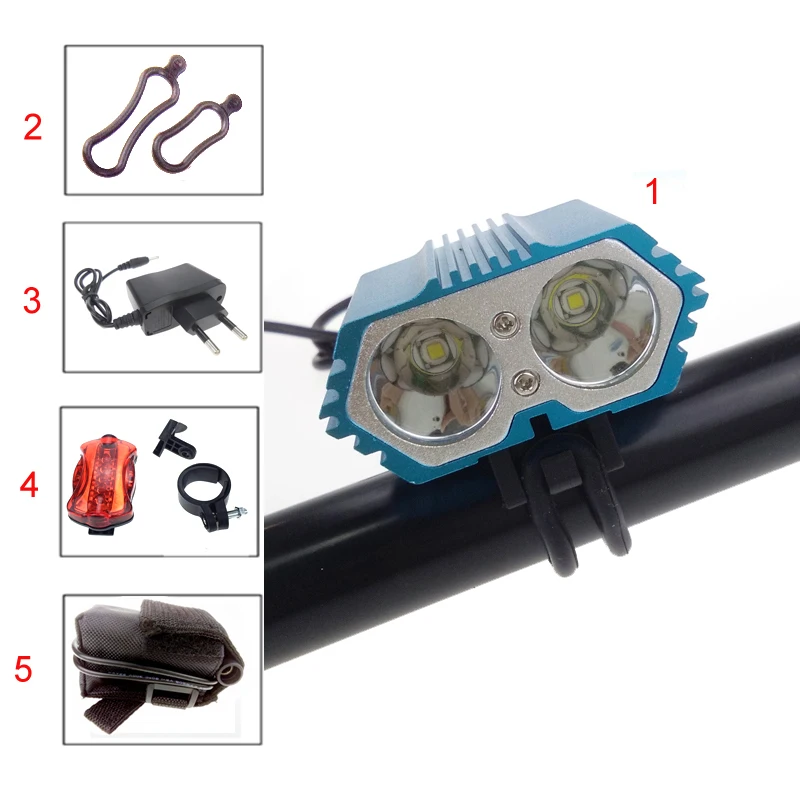 5000 Lumen Bike Light Blue color Bicycle lamp 2x C XM T6 LED Light Bike ...