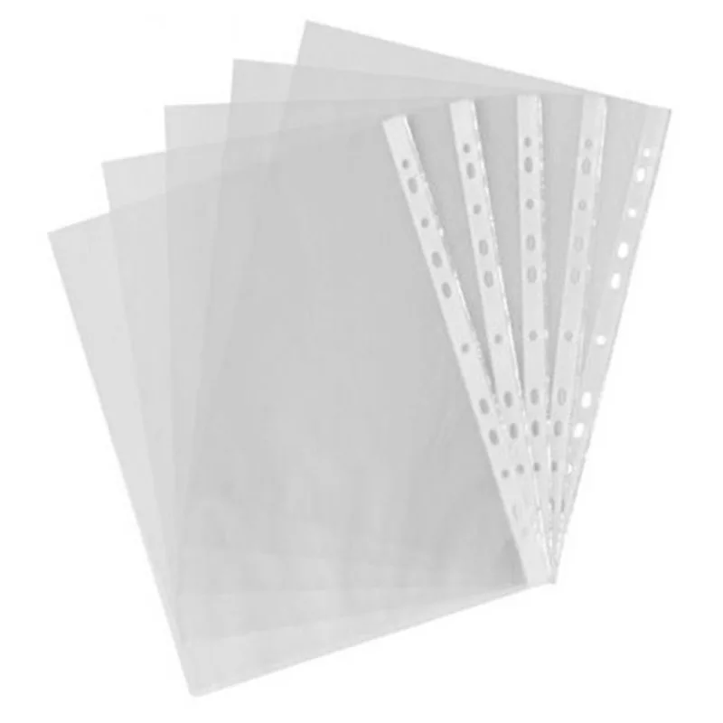 100pcs A4 PP Punched Punch Pockets Folders Filing Wallets Sleeves Bag