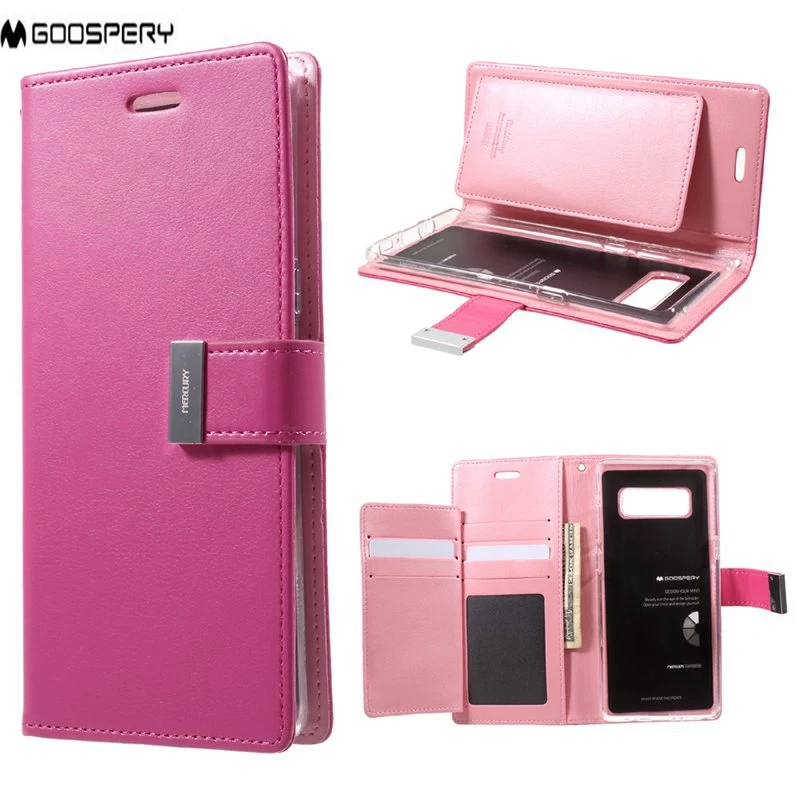 MERCURY GOOSPERY Case for Galaxy Note8 Rich Diary Leather Wallet Mobile ...