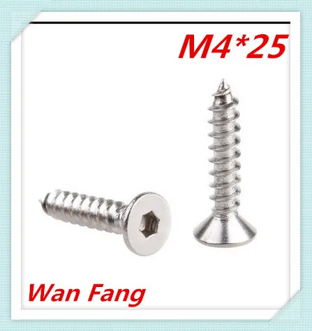 100pcs/Lot M4x25 m4*25 Metric Thread stainless steel Hex Socket ...