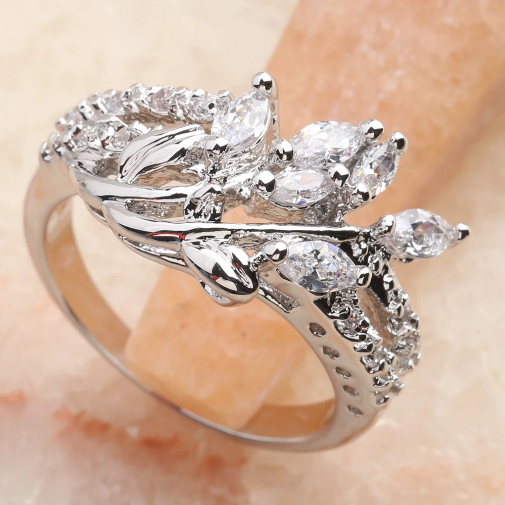 Valuable White Stone 2*4mm Semi precious Stone Silver Cool For Women ...