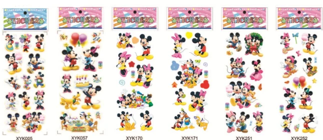 18 Sheets cute Cartoon Mickey Minnie Mouse Bubble stickers 3D Puffy ...