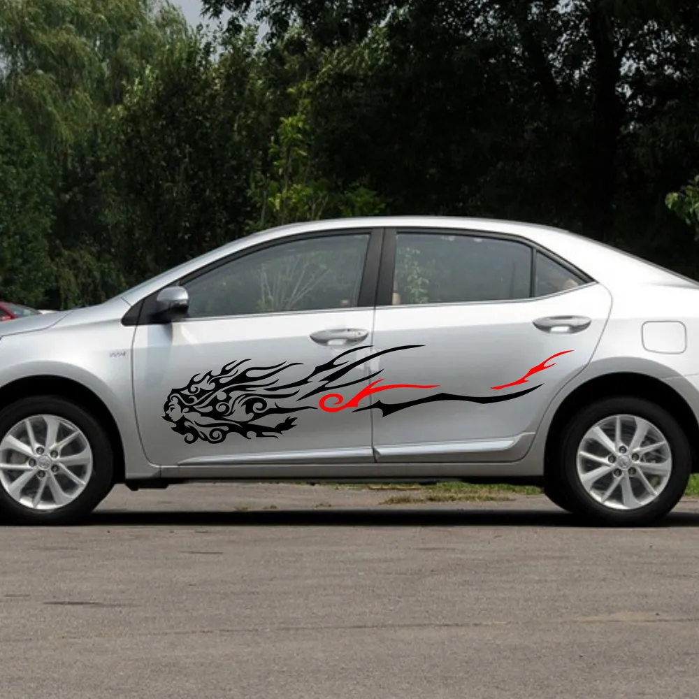 Car Decal Beauty Face Flames 76'' For Corolla Reiz Camry Vinyl Side ...
