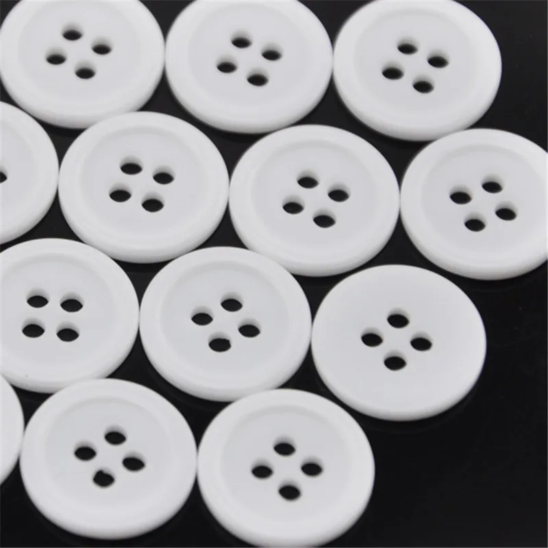 50/100pcs 15mm White Color 4 Holes Plastic Buttons Sewing Craft ...
