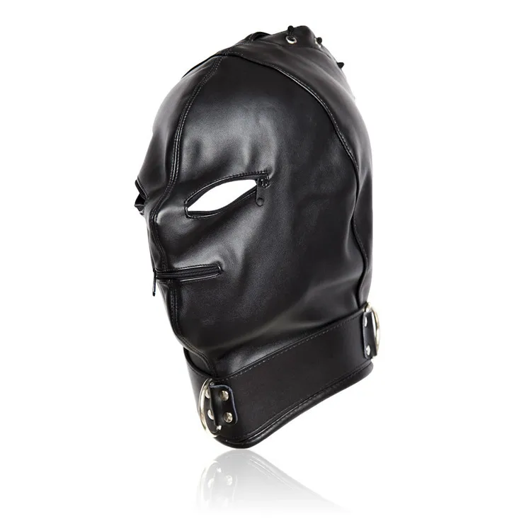 Buy New Adult Sex Toys Bdsm Bondage Cap Pu Leather Hood Mask Slave Open Mouth