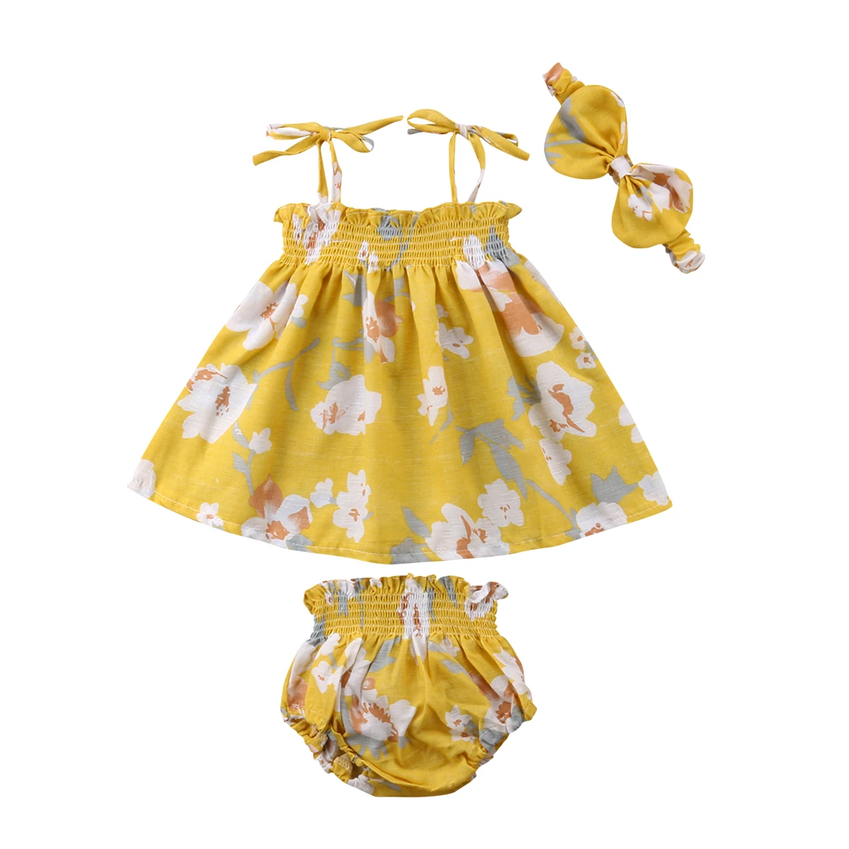 Citgeett ropa amarilla con tirantes florales para niñas recién nacidas ...