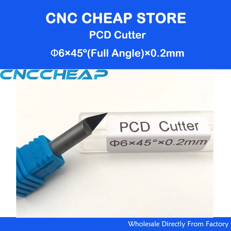 1pc Shk 6mm V Bit 45 Degree 0.2mm Cnc Router End Mill Diamond Pcd Tools ...