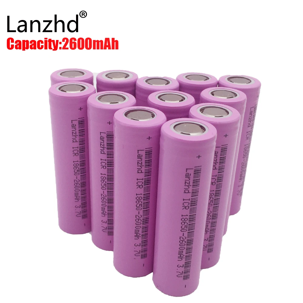 12pcs 18650 Rechargeable Battery 3.7V 2600mAh Rechargeable li ion ...