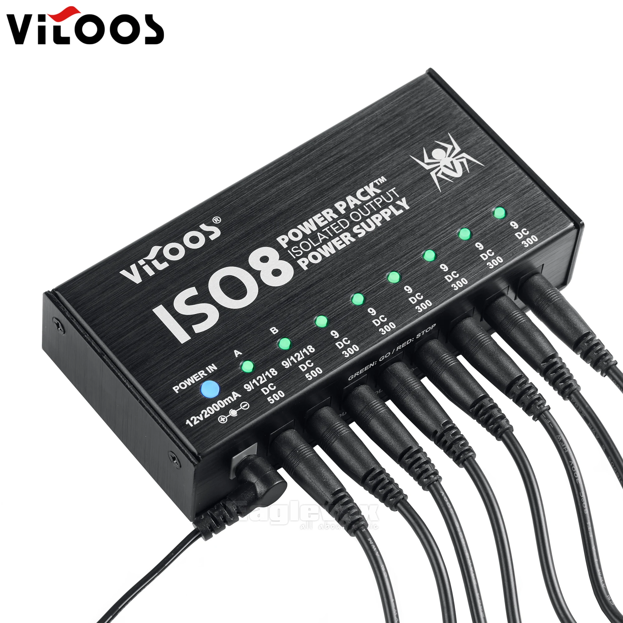 Vitoos ISO8 8 Way guitarra efecto de fuente de alimentación con salida ajustable totalmente ...