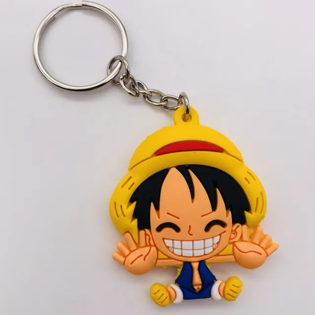 1PCS Anime Character One Piece Key Chain 3D Double Side Key Ring PVC ...
