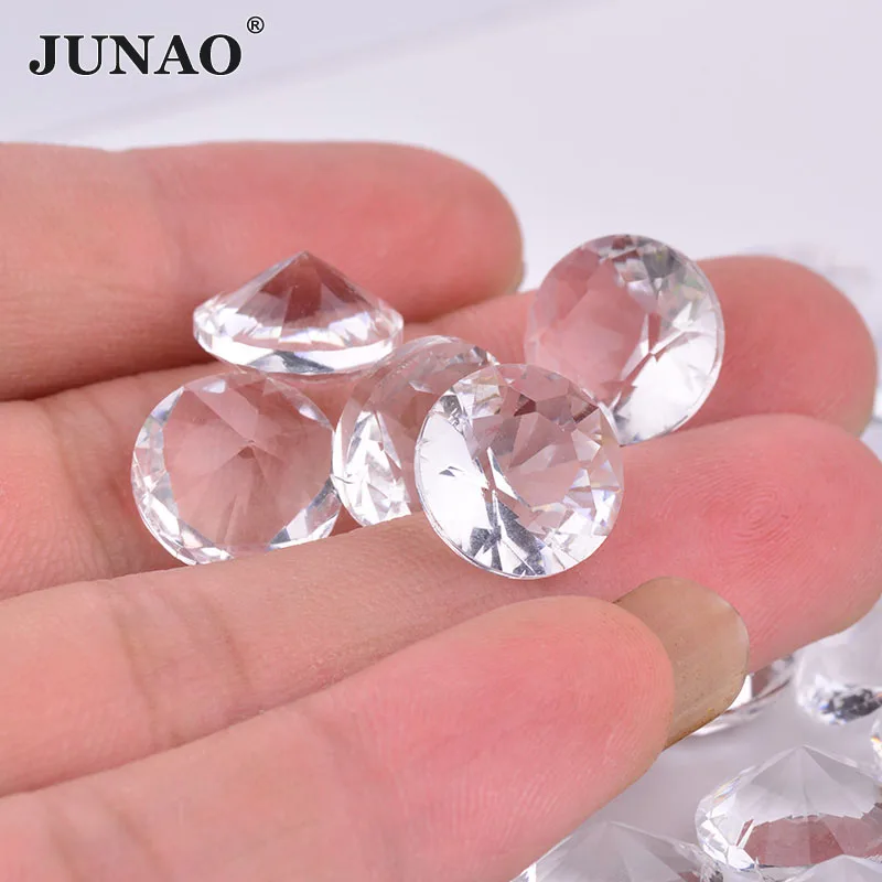 JUNAO 6 8 10 12 16 18 20 25mm Clear Transparent Glass Diamond ...