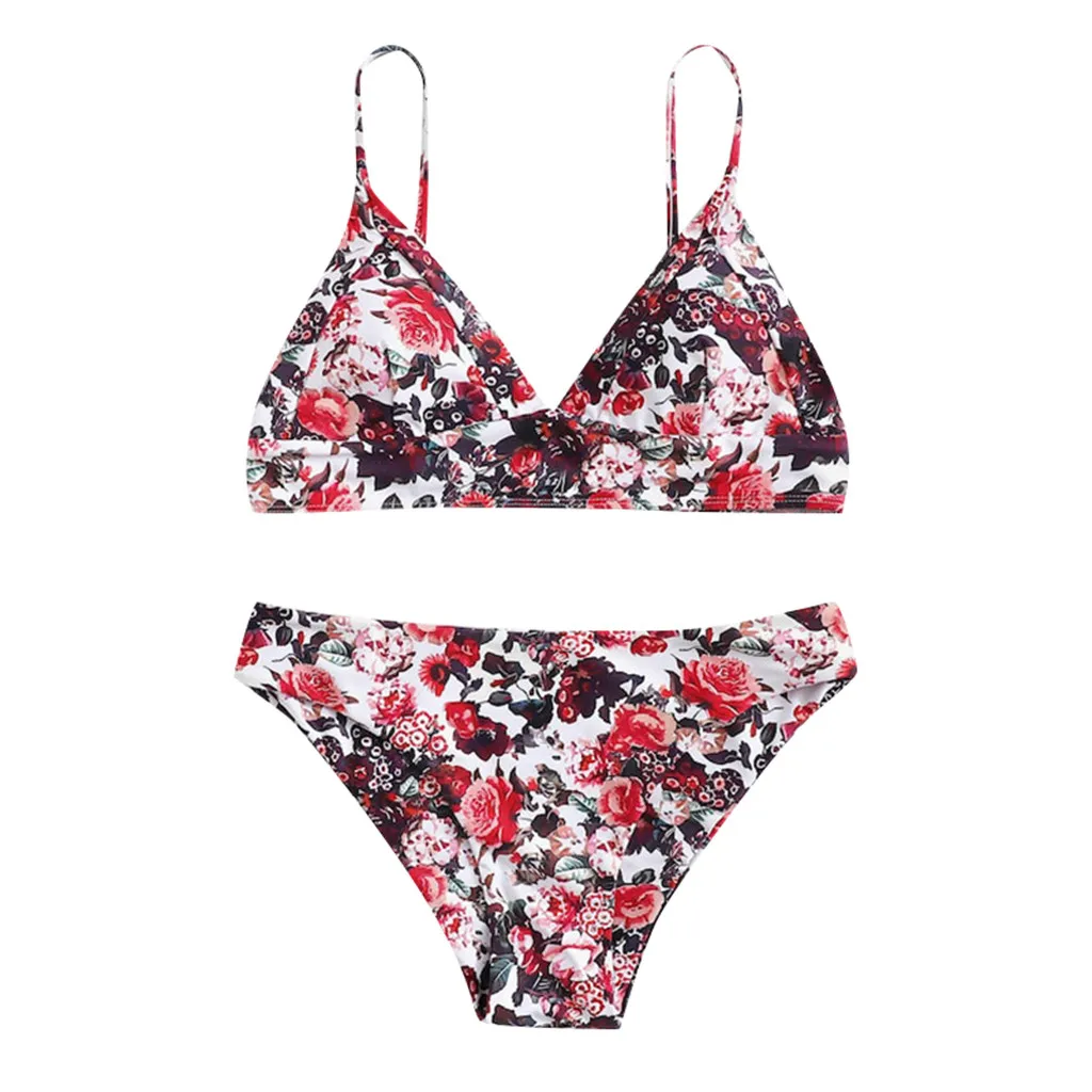 Womail Women Sexy Beach Print Bikini Swimsuit Bathing Suit Beach