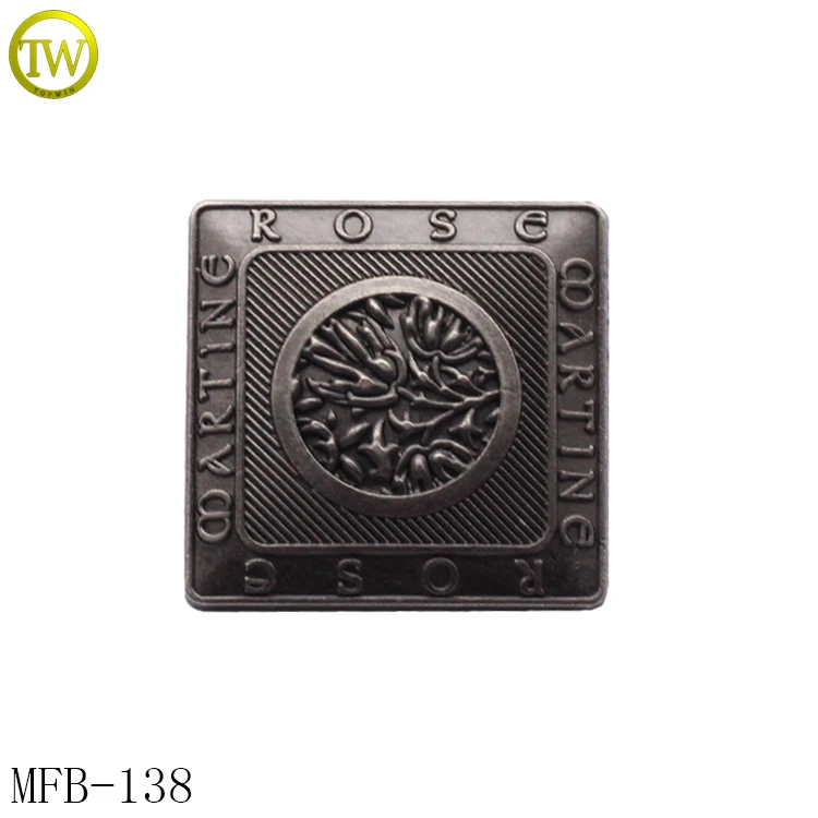 MFB138-Fashion-square-emboss-logo-garment-metal-shank-button-metal ...