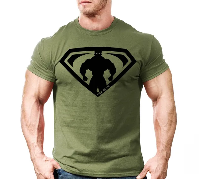Mens T Shirt Muscle Guys Gyms Fitness Tops Bodybuilding Workout Clothes