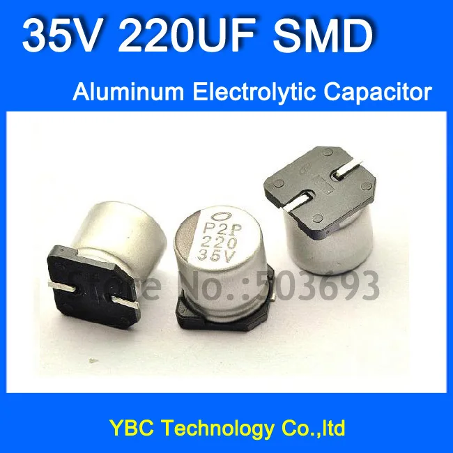 SMD 알루미늄 전해 커패시터 100 개/몫 35V 220UF 10*10.4MM|electrolytic capacitors ...