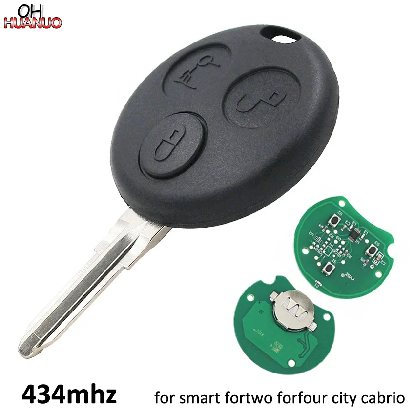 3 Buttons Smart Remote key Fob 433/434MHz For Benz Key Smart Fortwo ...