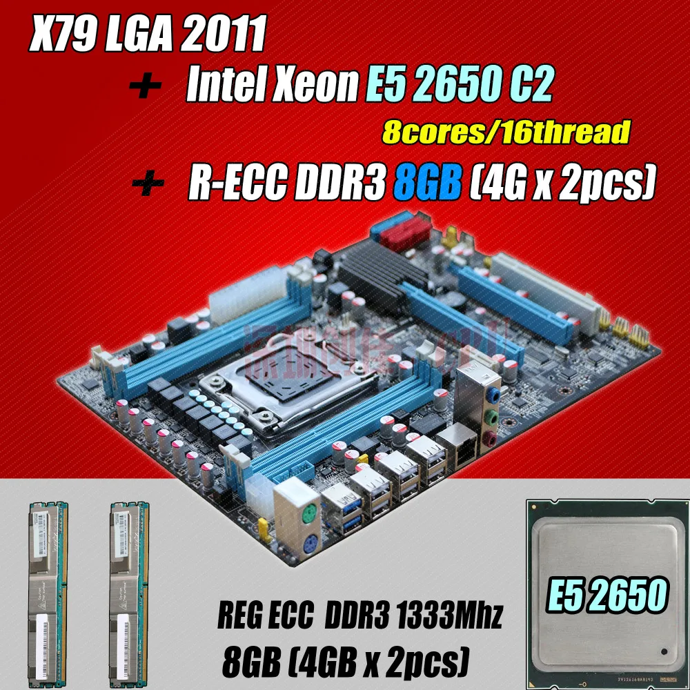 Para Intel Xeon X79 placa base CPU Ram combos LGA 2011 E5 2650 C2 SR0KQ ...