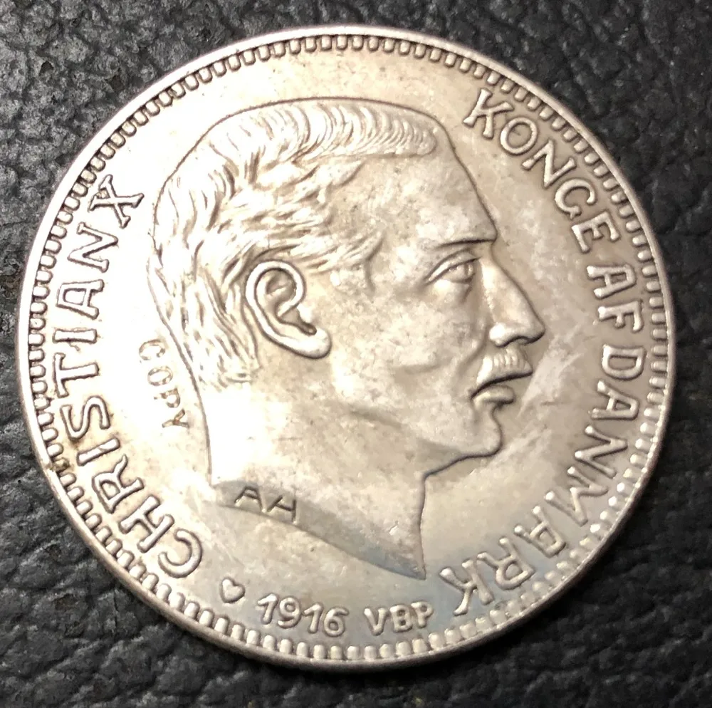 1916 Denmark 2 Kroner-christian X Silver Plated Copy Coin - Non ...