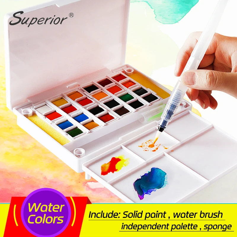 Superior 12 24 30 36 40Colors Pigment Solid Watercolor Paints Set ...