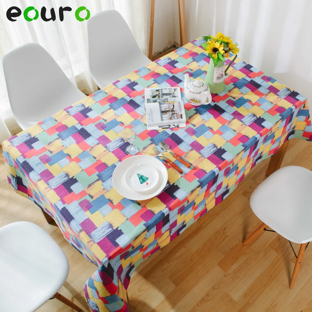 Mixed colors Colorful Linen Cotton Table Cloth cover Tablecloth 140*180 ...